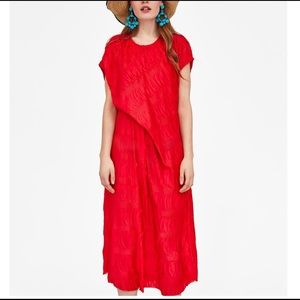 Zara | Dresses | Zara Womanbasic Pleated Creased Dress Red | Poshmark